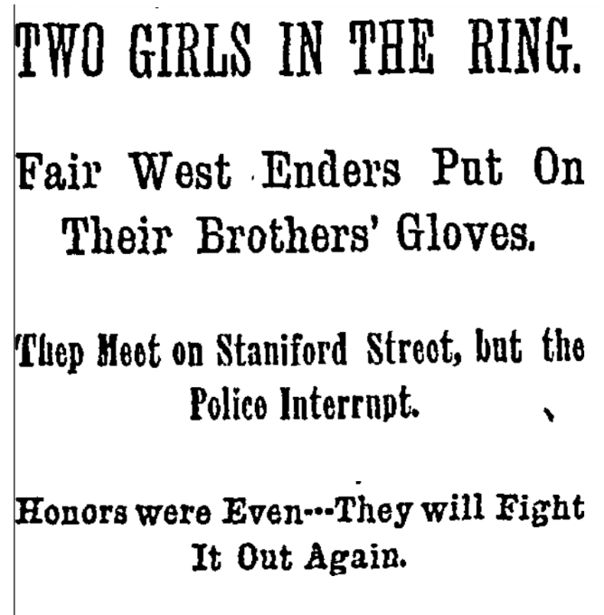 Two Girls in the Ring: An Unsanctioned West End Boxing Match – The West ...